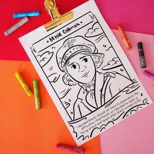 Bessie Coleman Coloring Page: Black History Month Printable (PDF) - Etsy