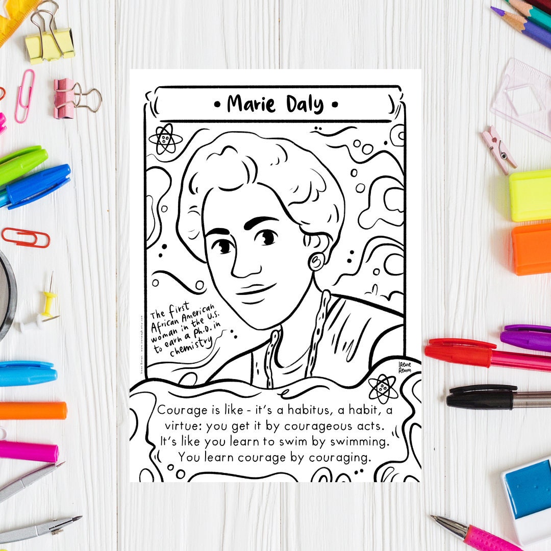 Women in Chemistry Marie Daly Printable Coloring Page Black History ...