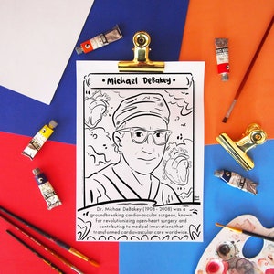Dr. Michael Debakey Printable Coloring Page Medical Icon Coloring ...