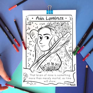Ada Lovelace Coloring Page Female Scientist Printable Drawing Colouring ...