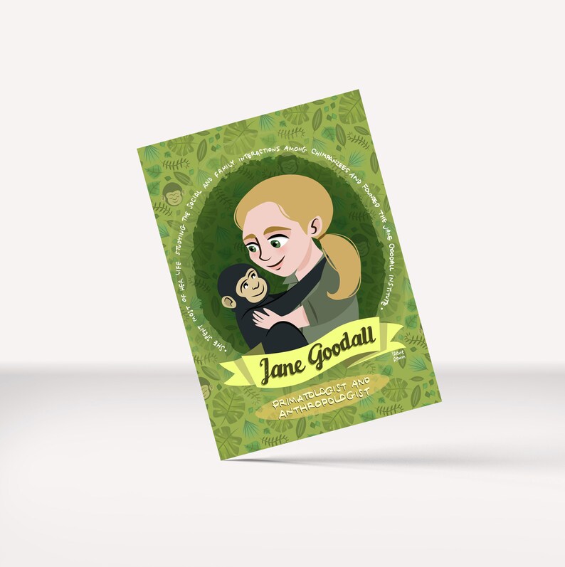 Jane Goodall Pin & Postcard: Women in Science STEM Gift - Etsy