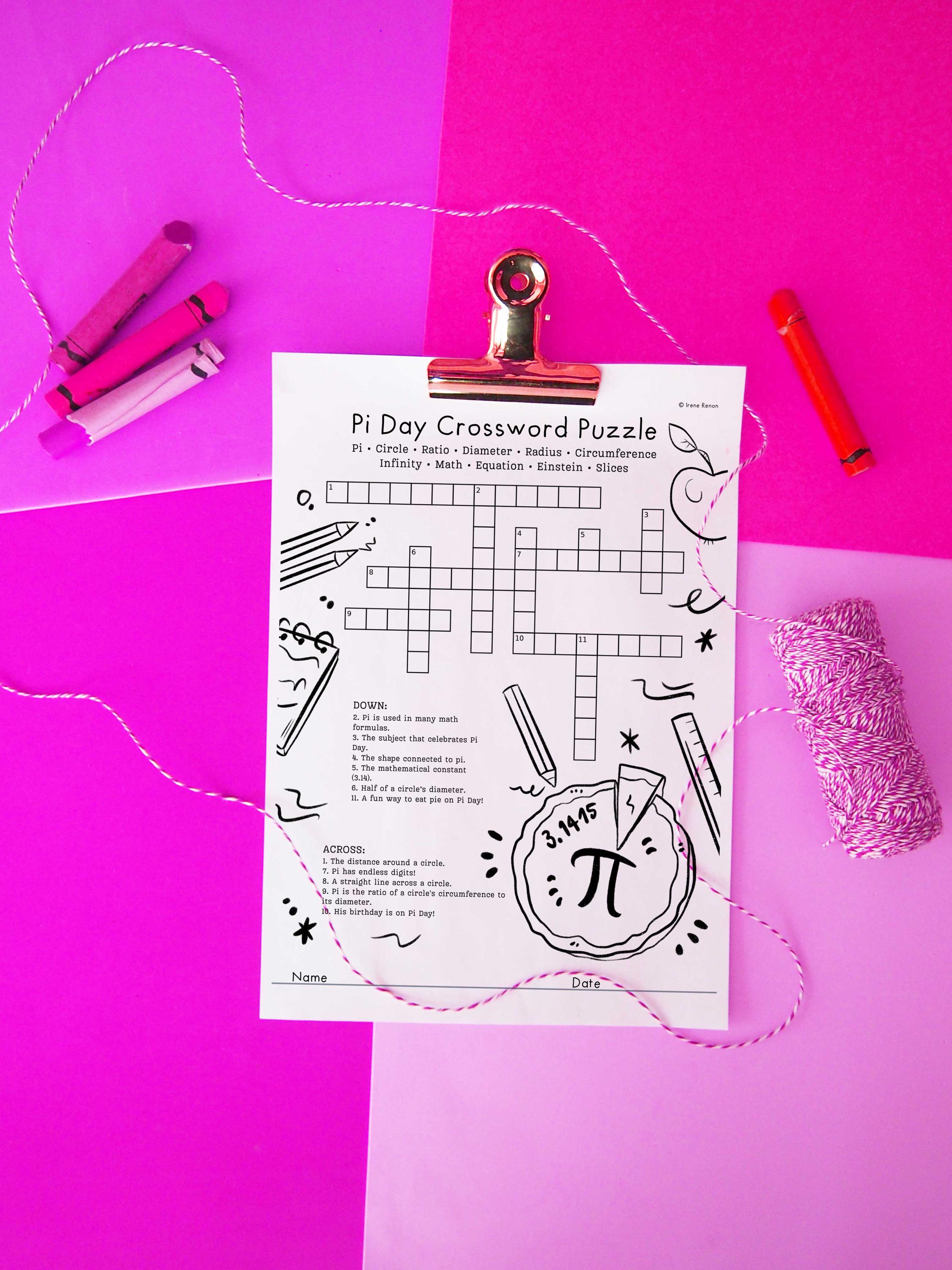 Pi Day Crossword Puzzle: Fun Math & Science Activity (printable ...