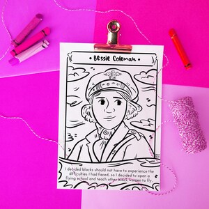 Printable Coloring Page Women History Month Amelia Earhart Bessie ...