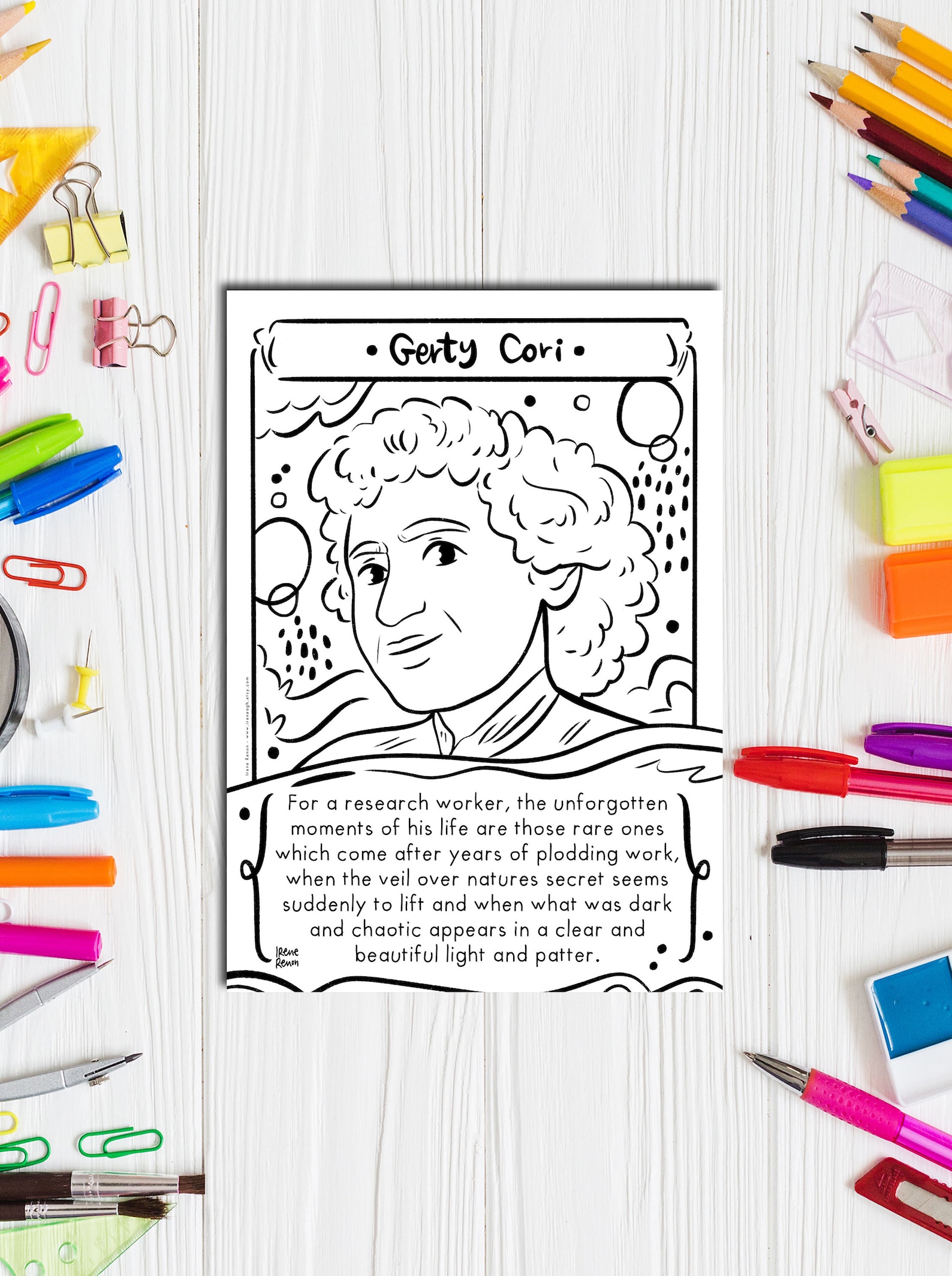 GERTY CORI Quote Coloring Page Printable Drawing - Etsy