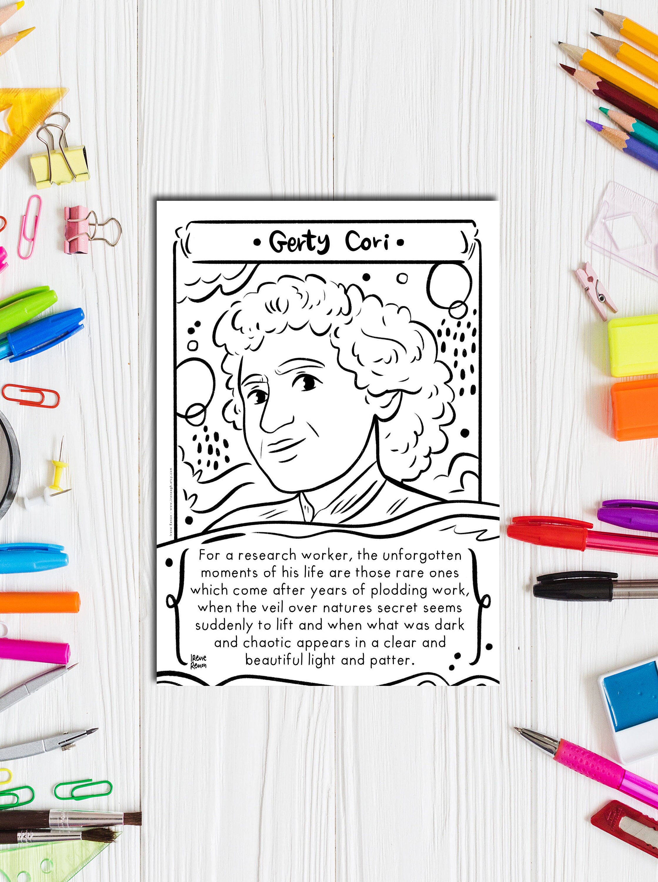 Gerty Cori quote coloring page Printable drawing | Etsy