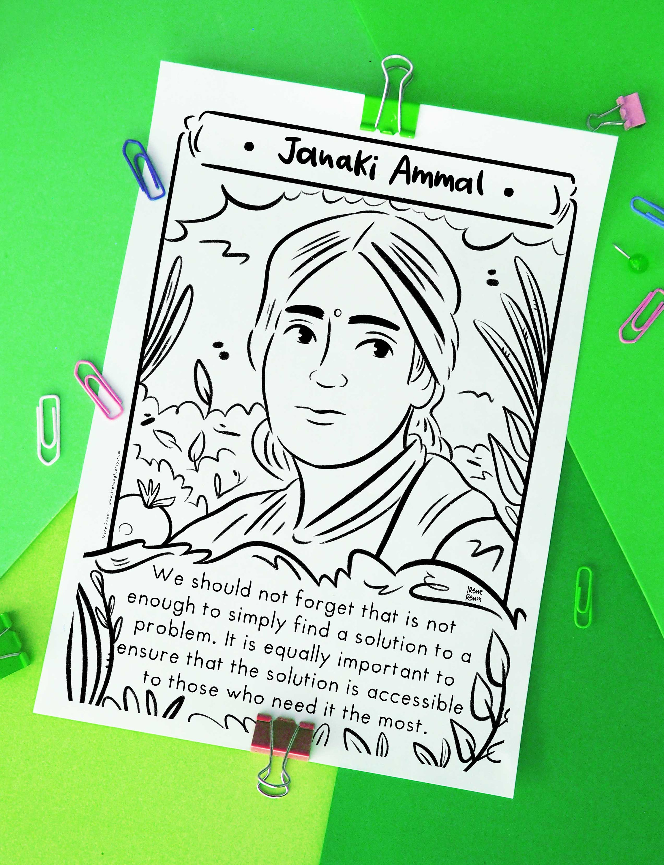 Janaki Ammal Botanist Coloring Page: Women in STEM (printable Drawing ...