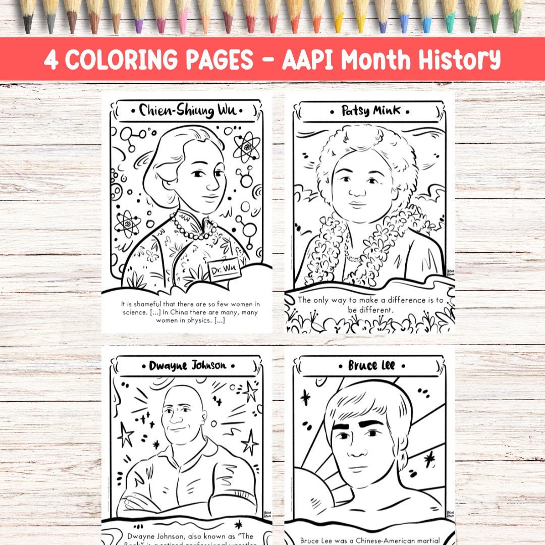 Coloring Page Bundle AANHPI Educational Printable Resource for AAPI ...