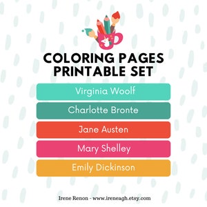 Women in Literature Downloadable Coloring Page Women Writer Literary ...