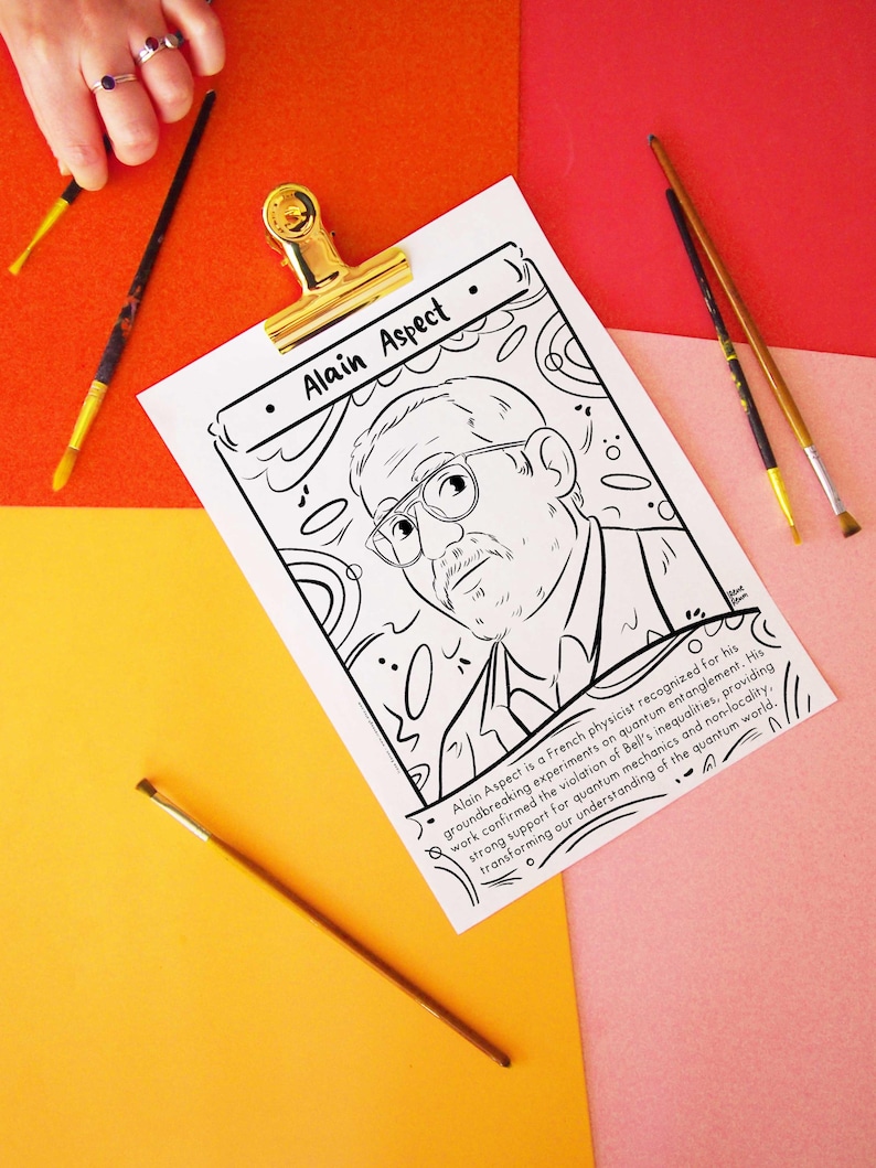 Alain Aspect Scientist Coloring Page, Educational Line Art (PDF) - Etsy