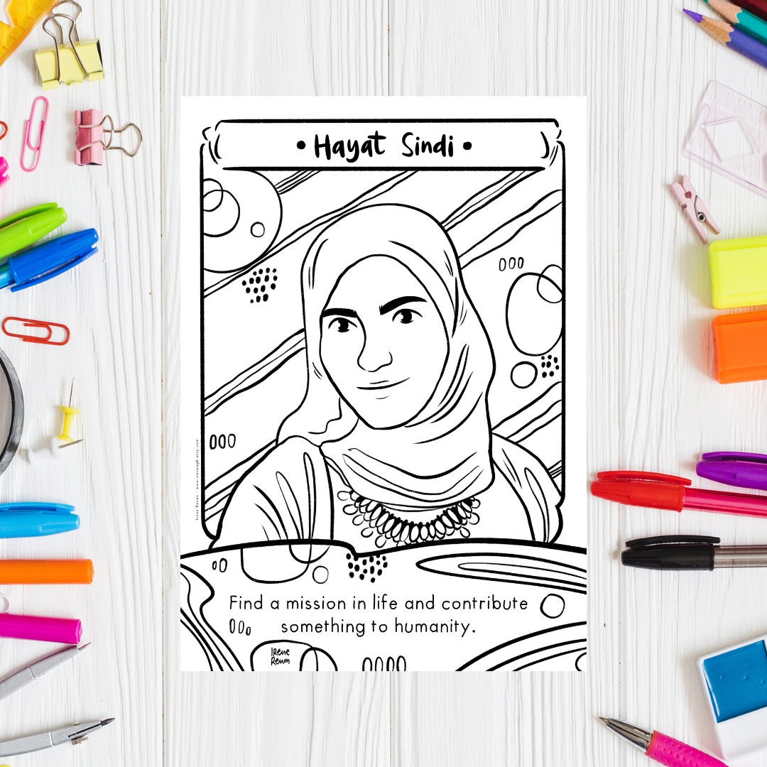Hayat Sindi Coloring Page: Muslim Female Scientist (printable) - Etsy