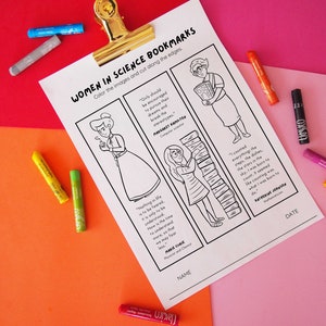 Women in Science Bookmark Printable Drawing for STEM Classroom Special ...
