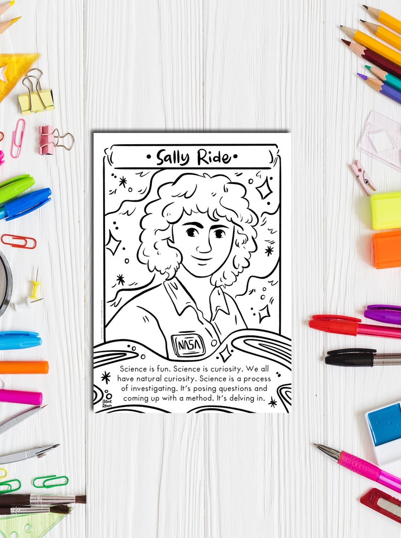 Science Coloring Page Sally Ride Women in Space Women in - Etsy