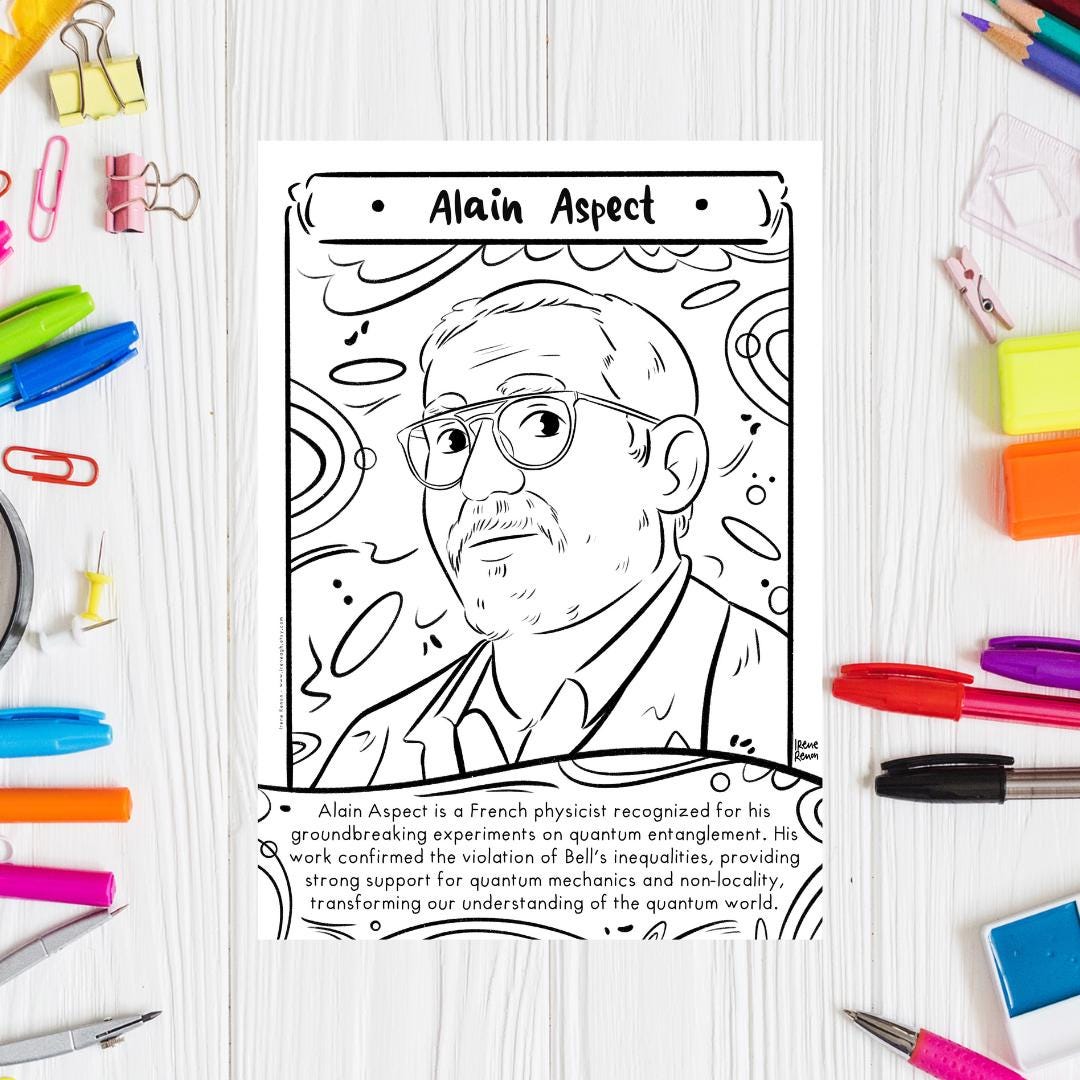 Alain Aspect Scientist Coloring Page, Educational Line Art (PDF) - Etsy