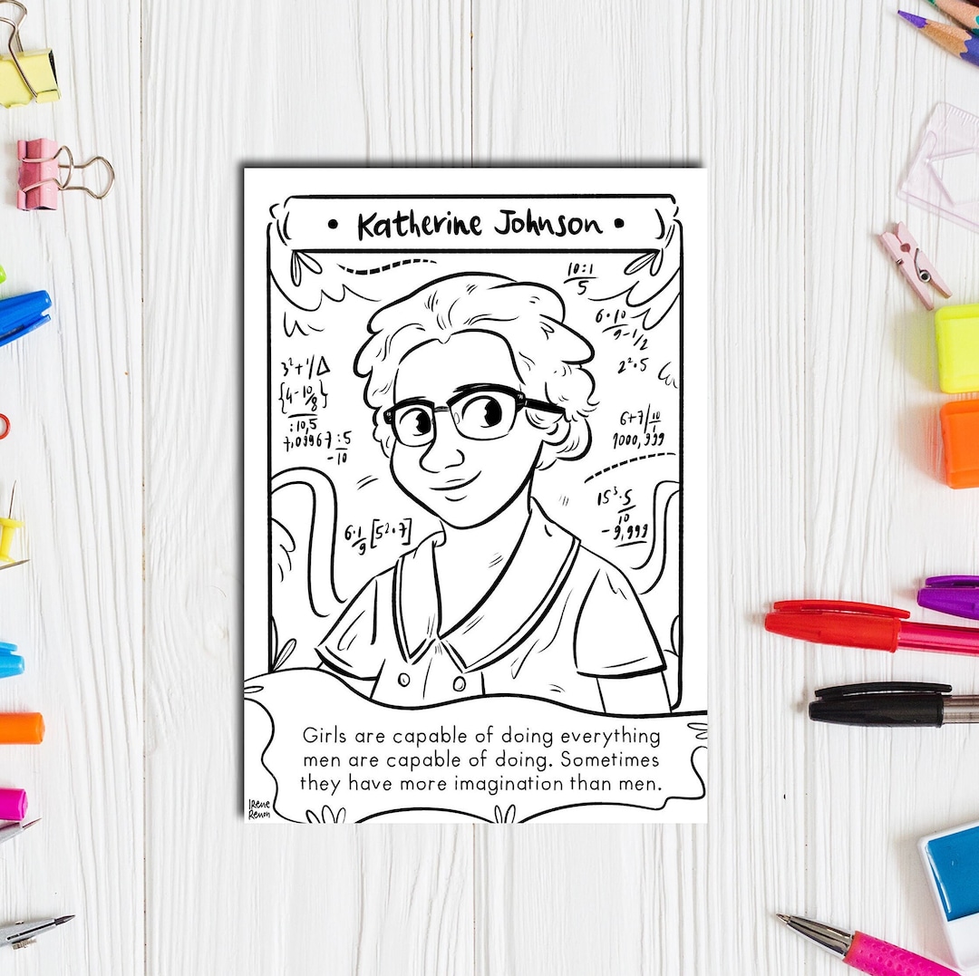 Katherine Johnson Coloring Page Black History Month Printable - Etsy