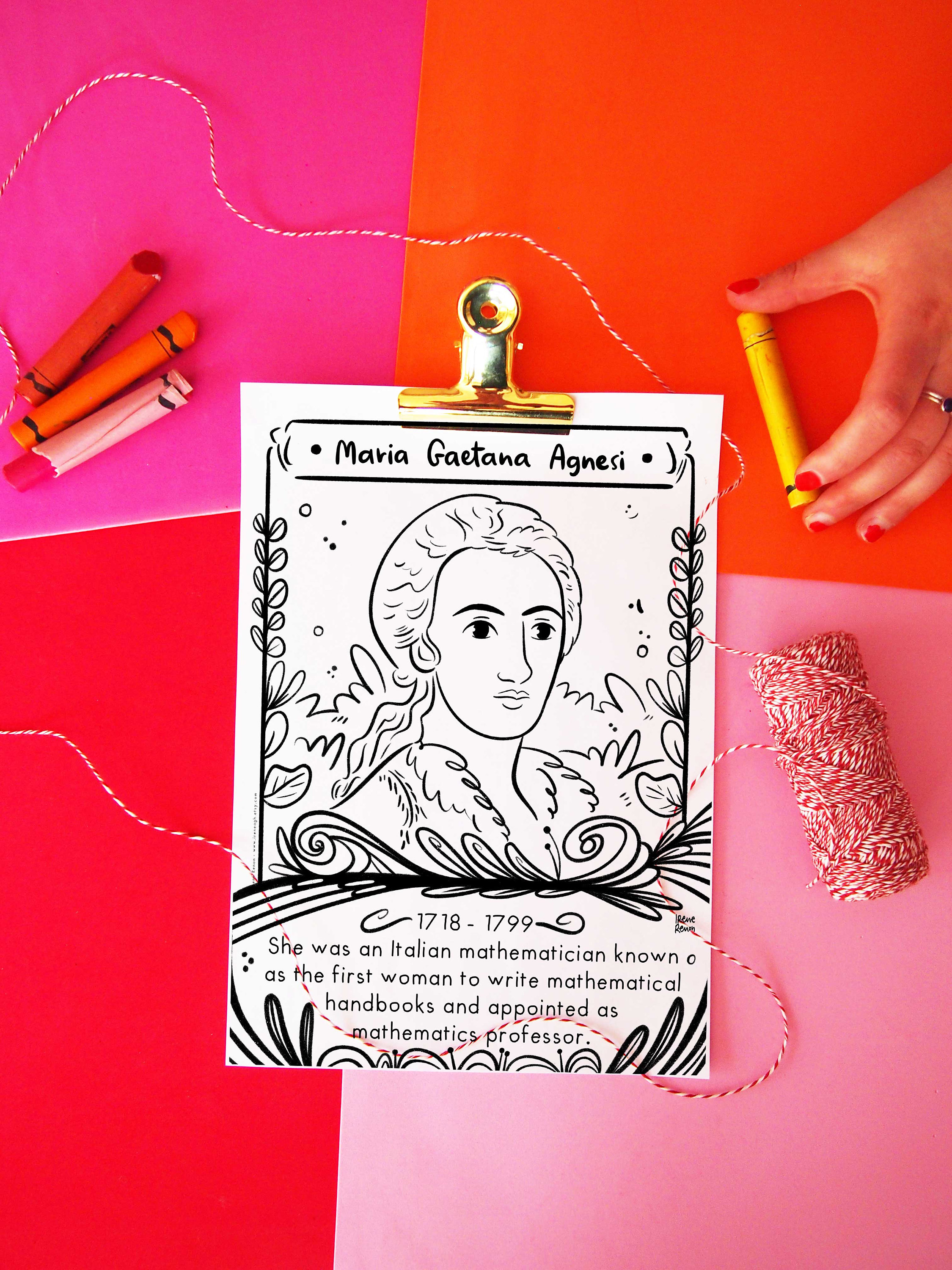Maria Gaetana Agnesi Coloring Page: STEM Math Printable (digital ...