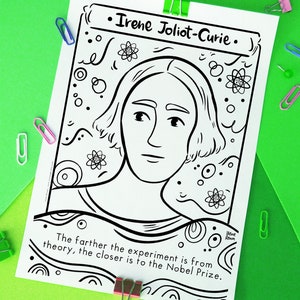 Marie Curie Coloring Page Bundle Pierre Curie Coloring Sheet Chemist ...