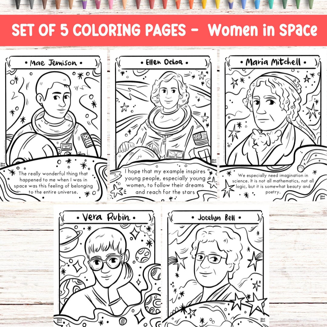 Printable Coloring Page Bundle Women in STEM Coloring Sheet Women in ...