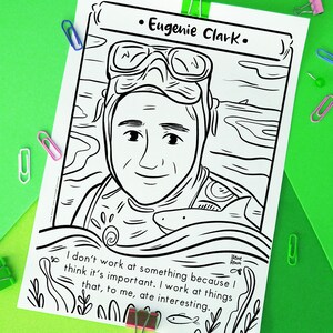 Women in Science EUGENIE CLARK Stem Woman Inspiring Coloring Page ...