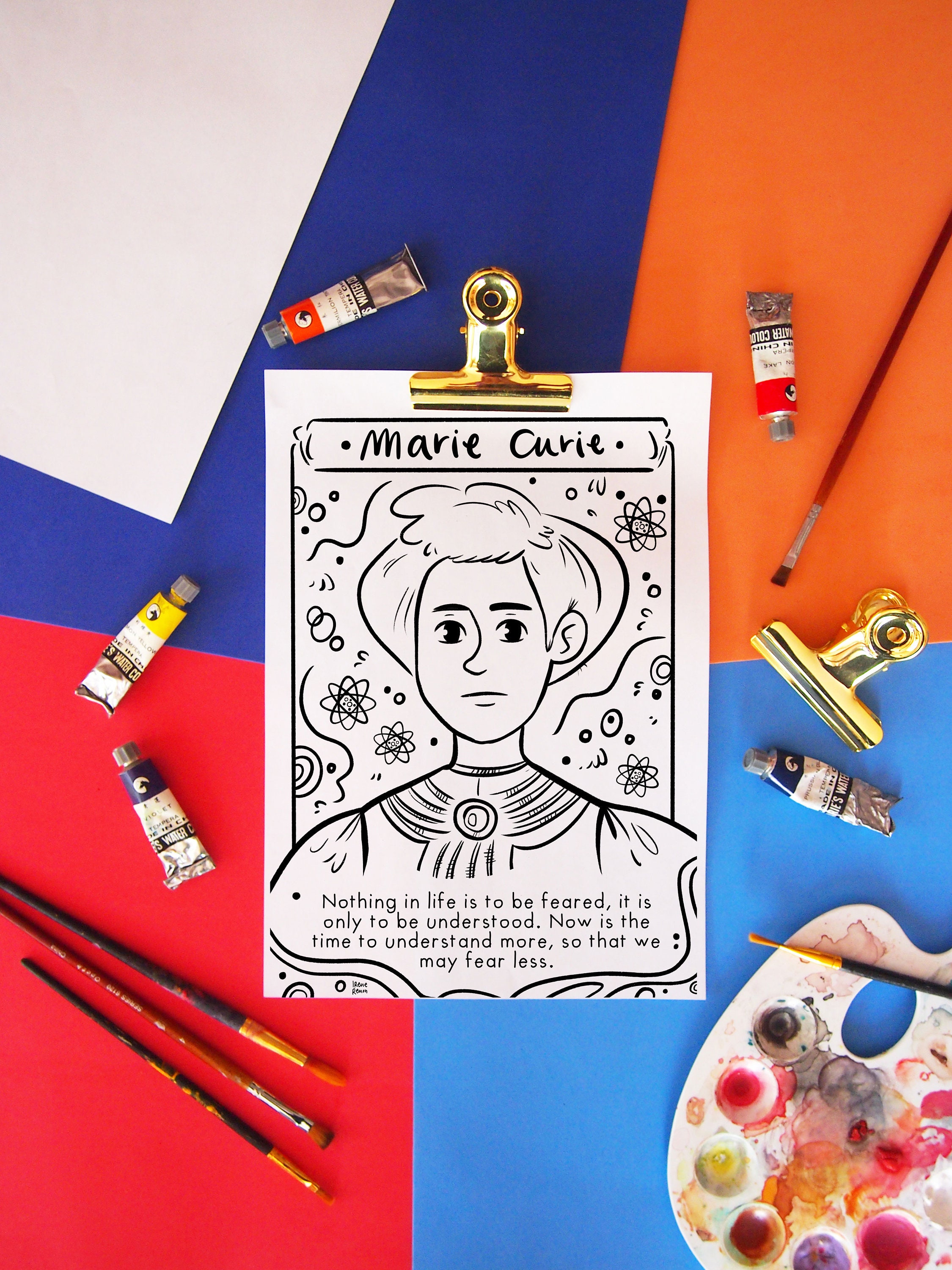 Marie Curie Coloring Page: Women in Science Printable (US Letter/a4 ...