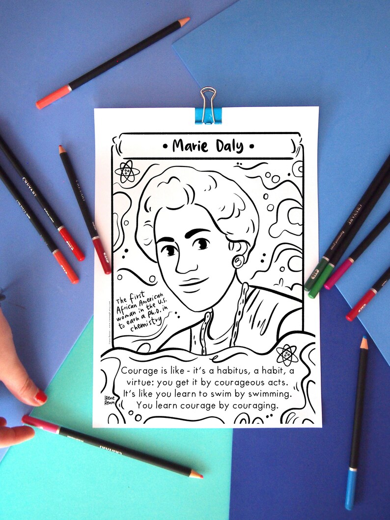 Transparent Coloring Page Famous Black Scientist Marie Daly - Etsy