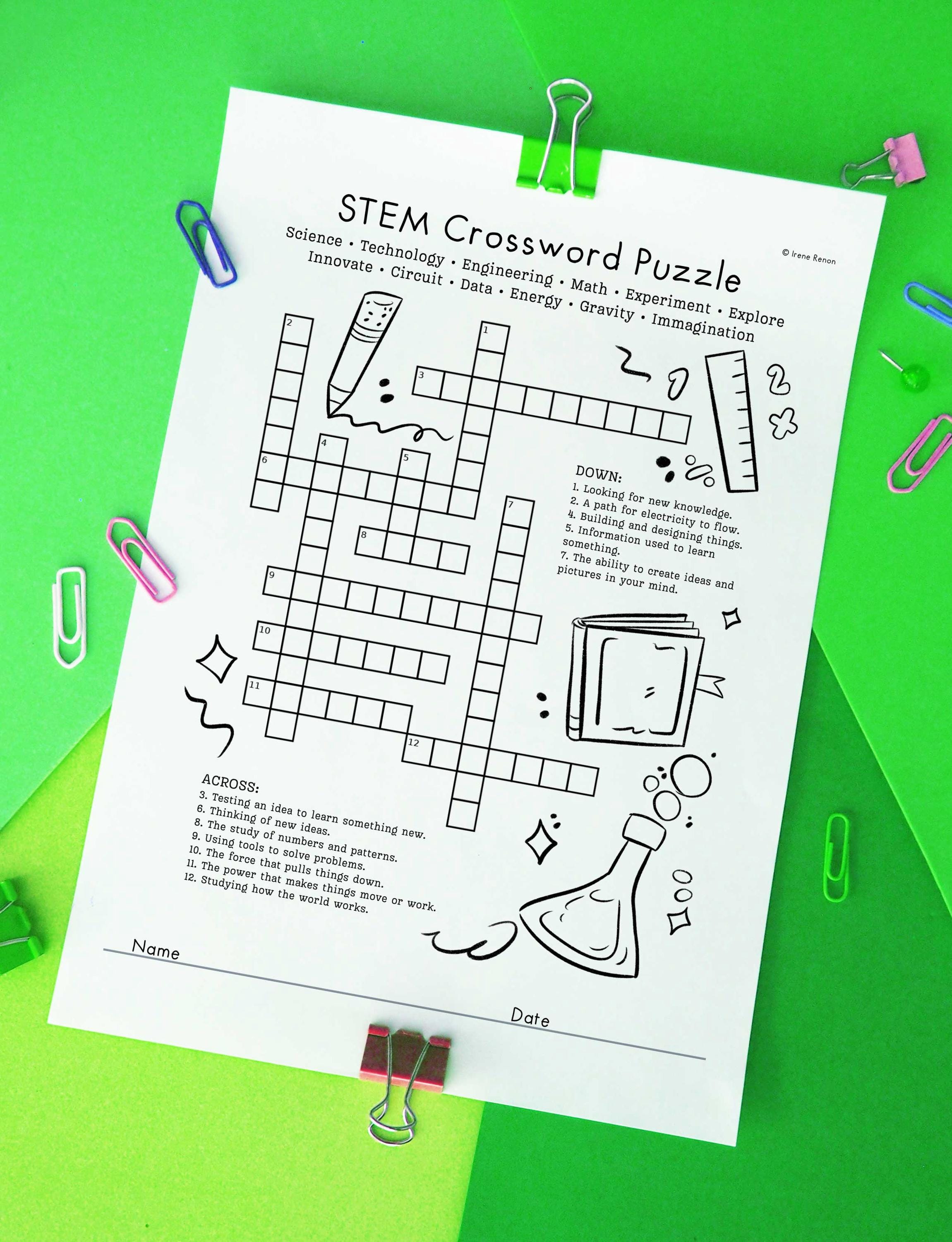 STEM Crossword Puzzle: Science Learning Activity (digital Download) - Etsy