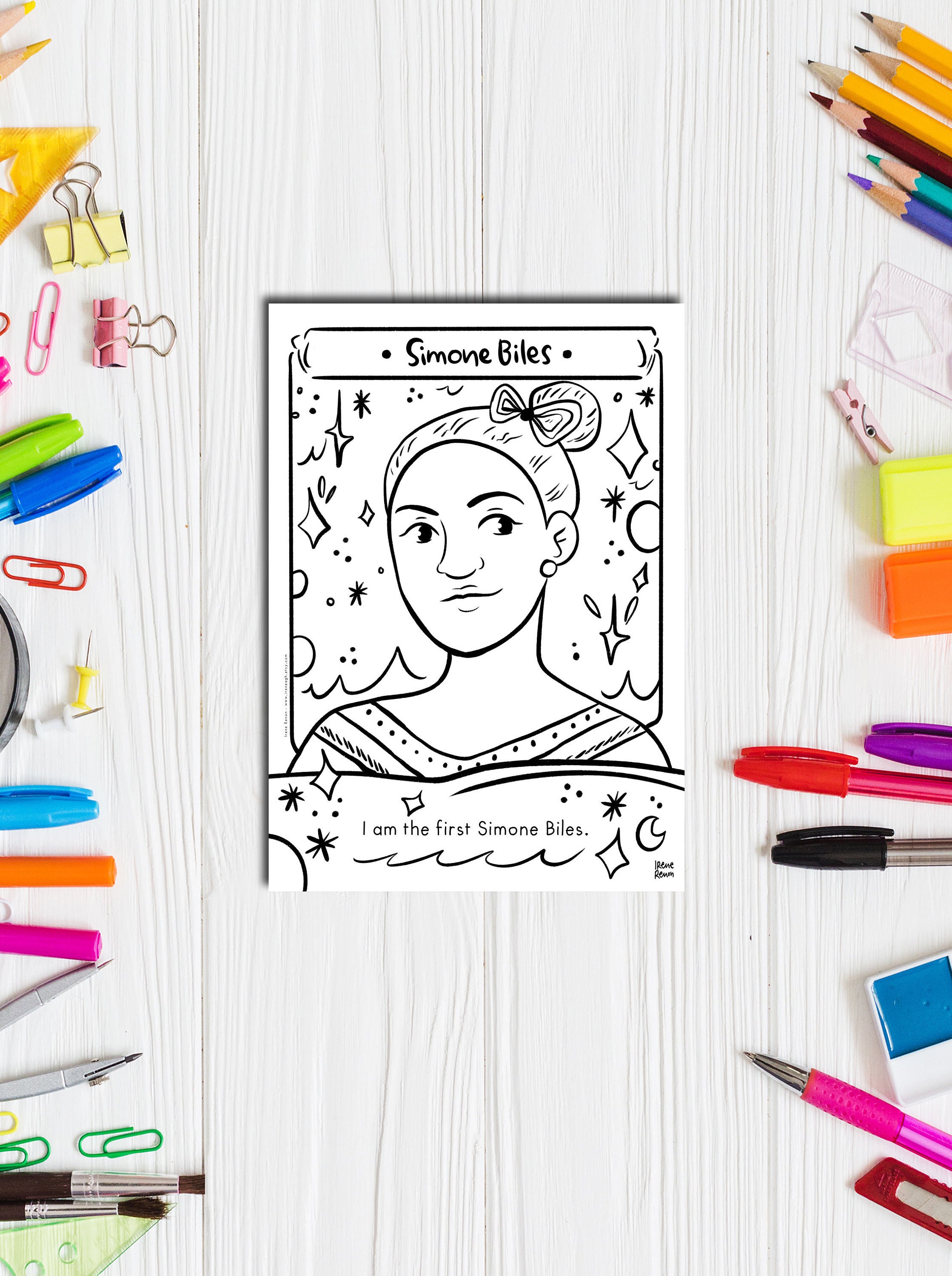 SIMONE BILES Coloring Page Women's History Month - Etsy Australia