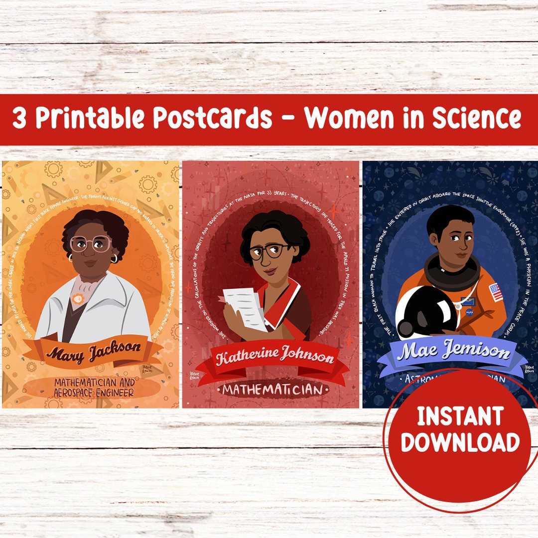 Women in History Month Printable Postcard Female Scientist Black ...