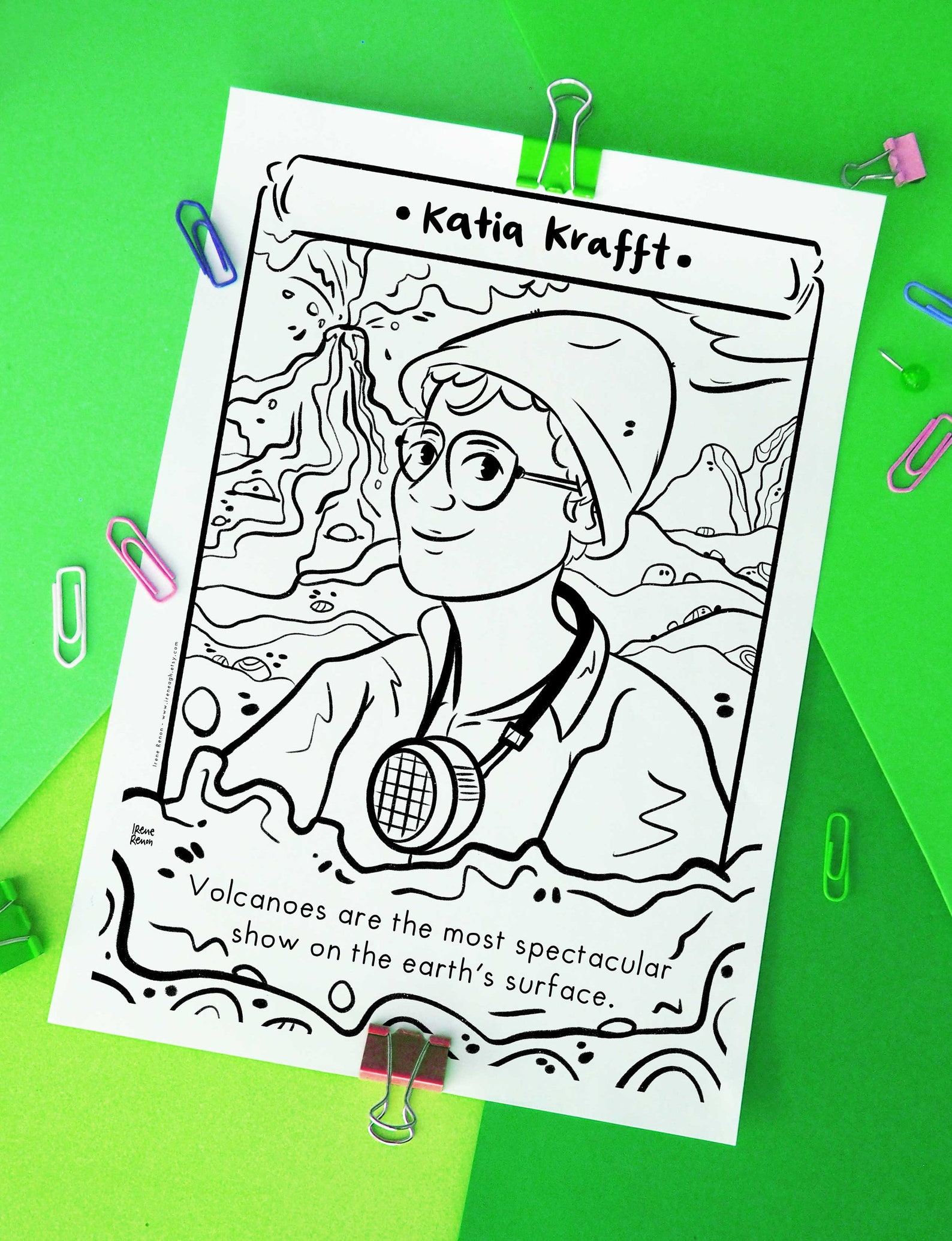 Katia Krafft Coloring Page Women in Science Female - Etsy