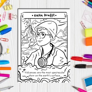 Katia Krafft Coloring Page Women in Science Female - Etsy