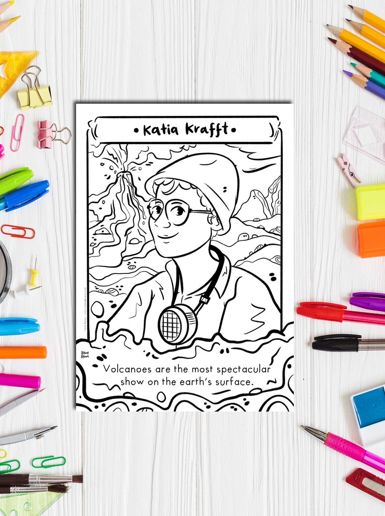 Katia Krafft Coloring Page Women in Science Female - Etsy