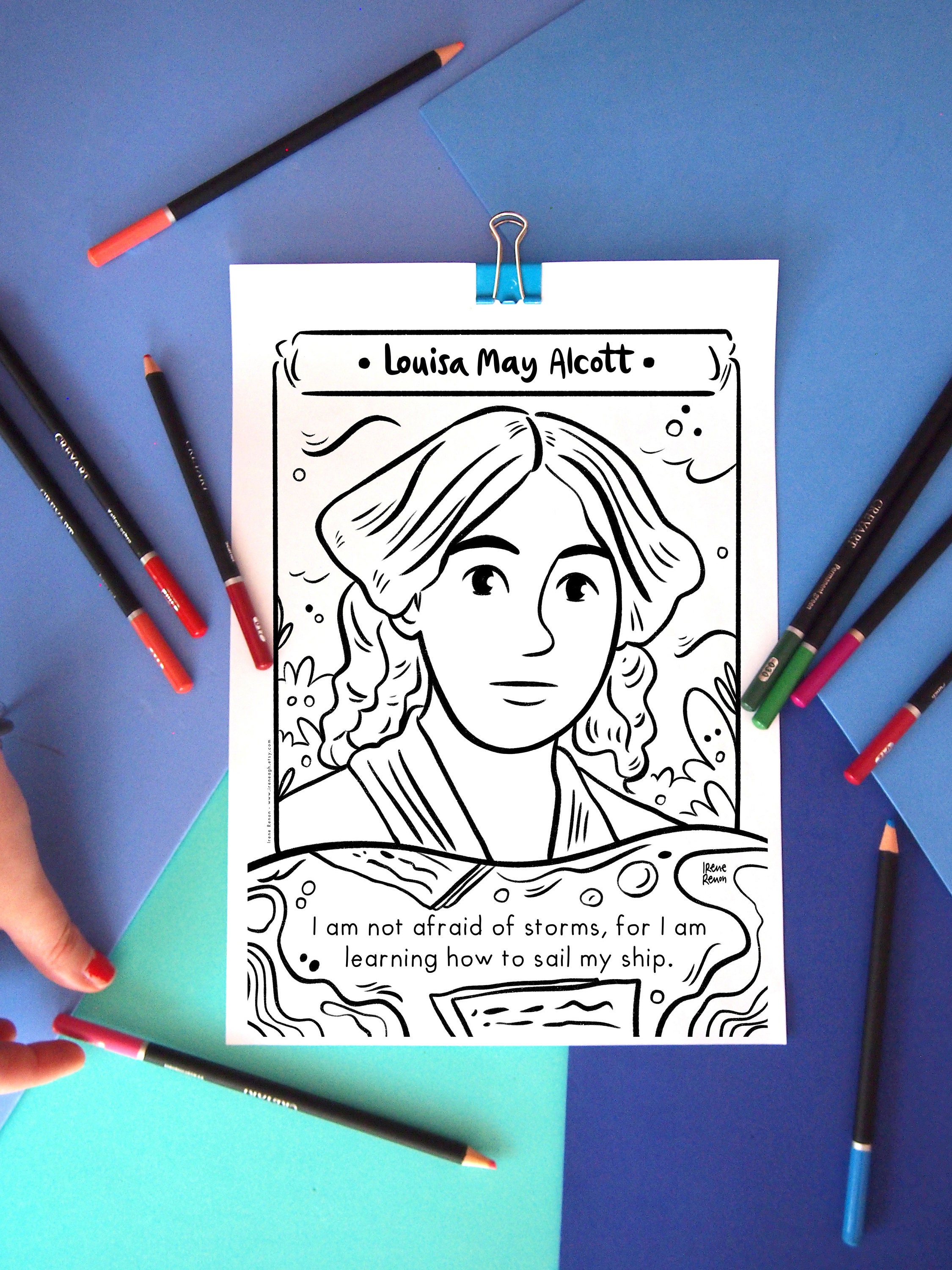 Louisa May Alcott Women in Literature Coloring Page - Etsy UK