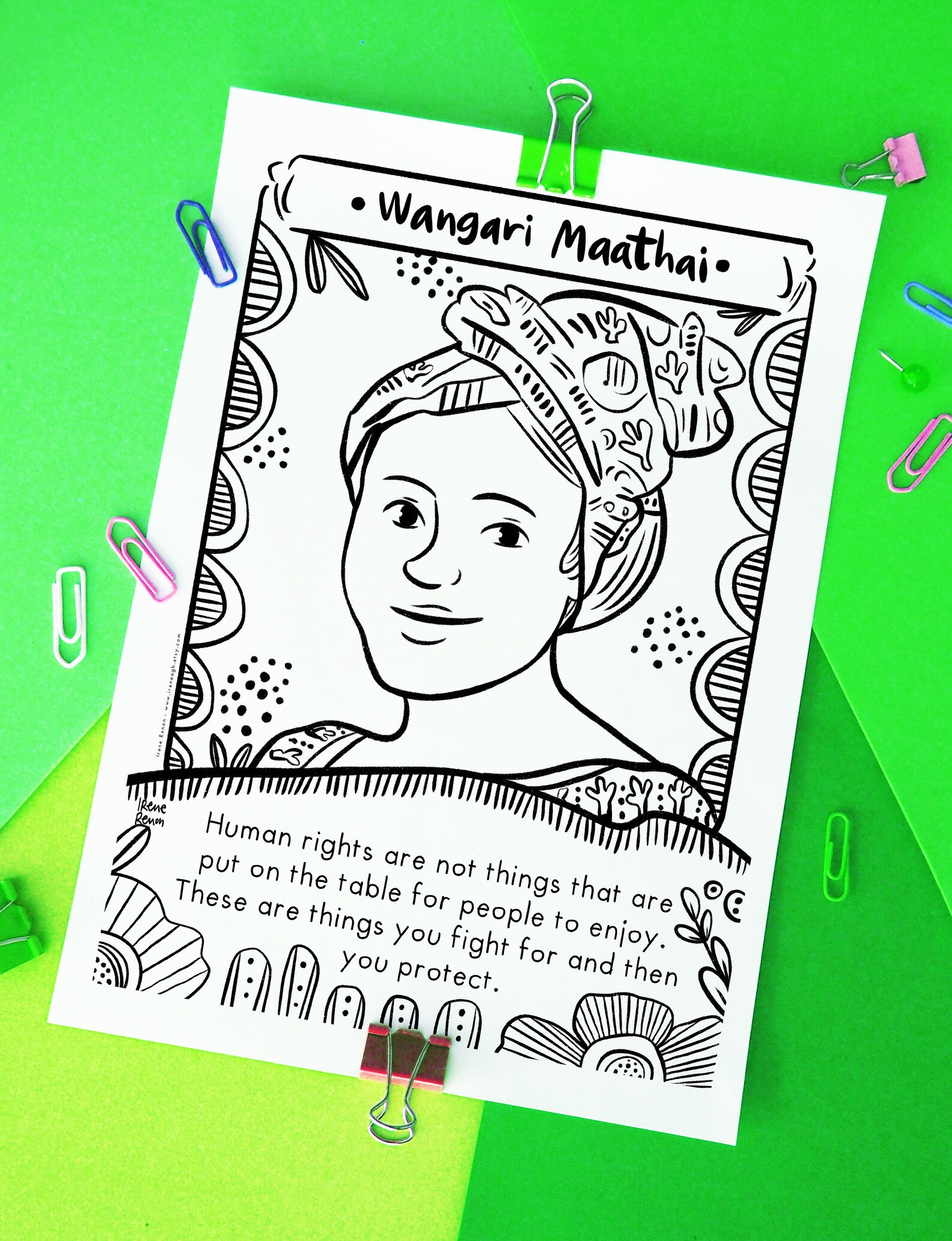 Wangari Maathai Coloring Page: Black History Month Printable (US Letter ...