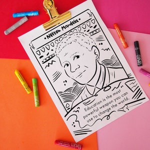 Nelson Mandela Coloring Page Black History Month Printable Drawing ...