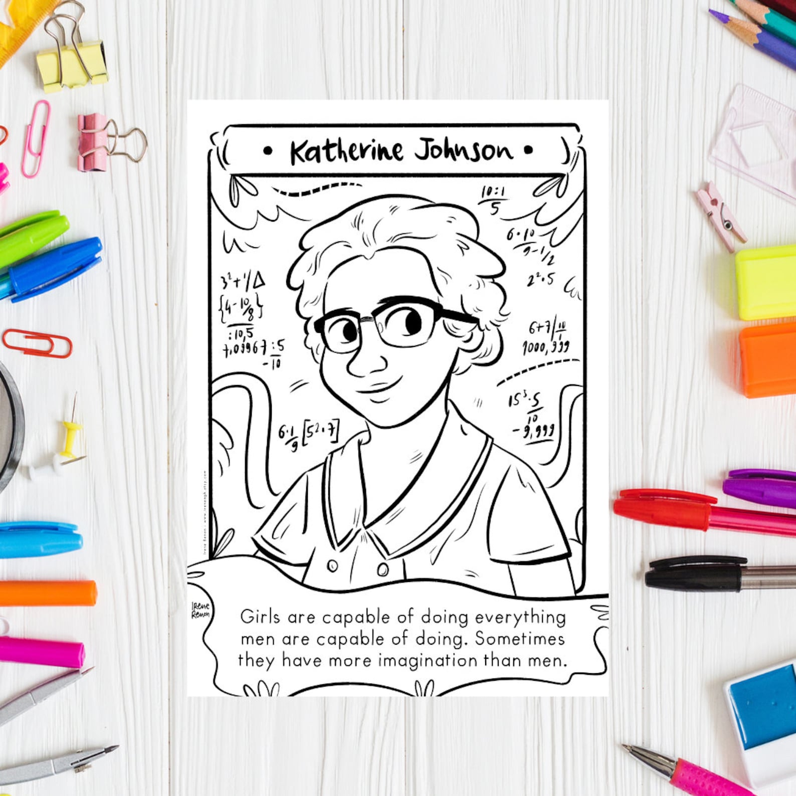 Katherine Johnson Coloring Page: Black History Month Printable (digital ...