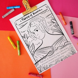 Quote Coloring Page Therese of Bavaria Printable Drawing Women in Stem ...
