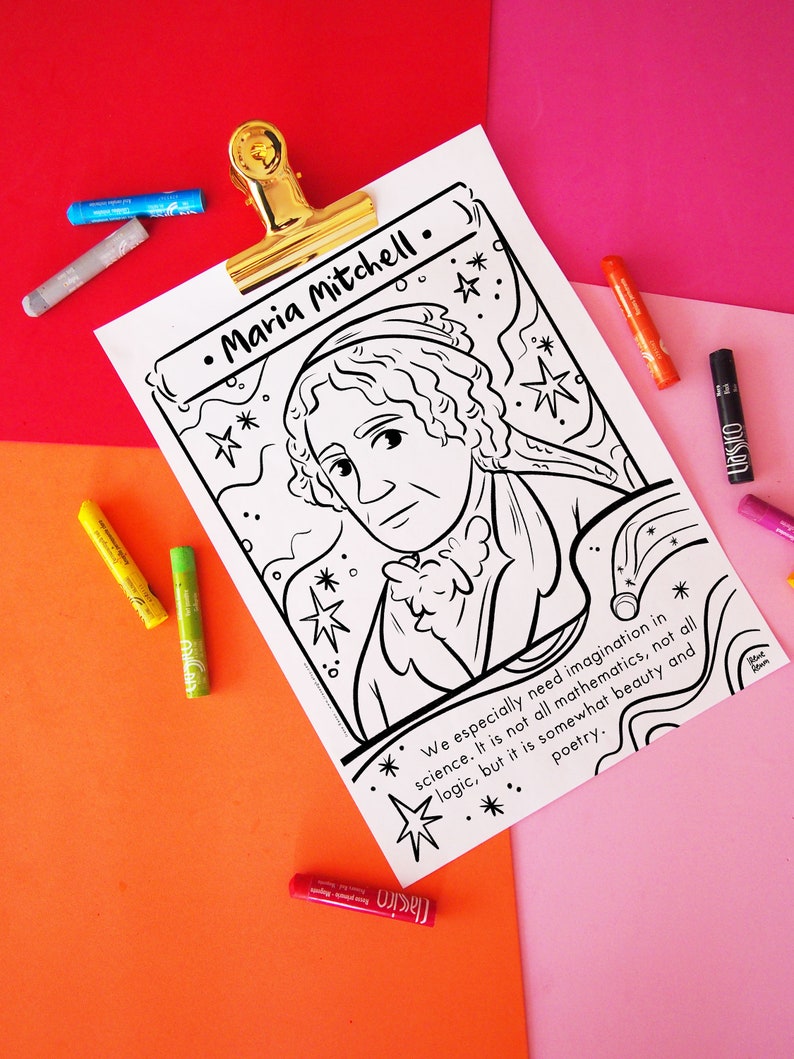 Science Coloring Page Astronomer Coloring Page Maria - Etsy