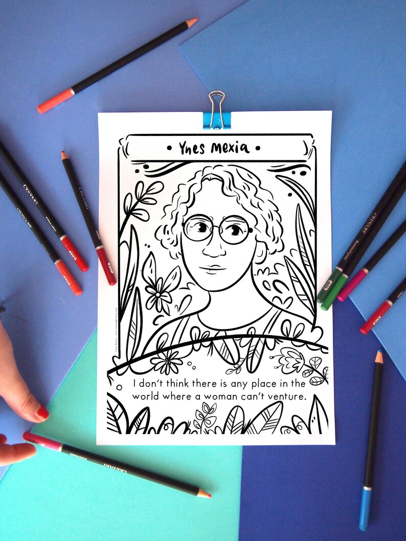 Hispanic Heritage Month Ynes Mexia Botanist Coloring Page - Etsy
