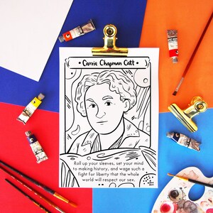 PRINTABLE COLORING PAGE Carrie Chapman Catt Downloadable | Etsy