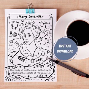 Printable Adult Coloring Page Coloring Book Women Mathematics Women in ...