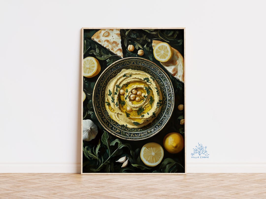 Hummus Art Print Palestinian Art Print Arabic Food Art Print Appetizer ...