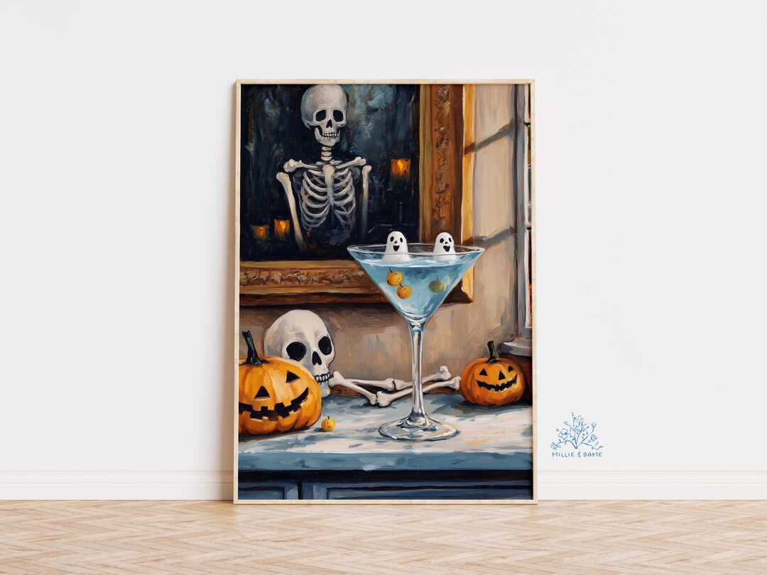 Martini Art Print | Ghost Art Print | Halloween Still Life | Cocktail ...