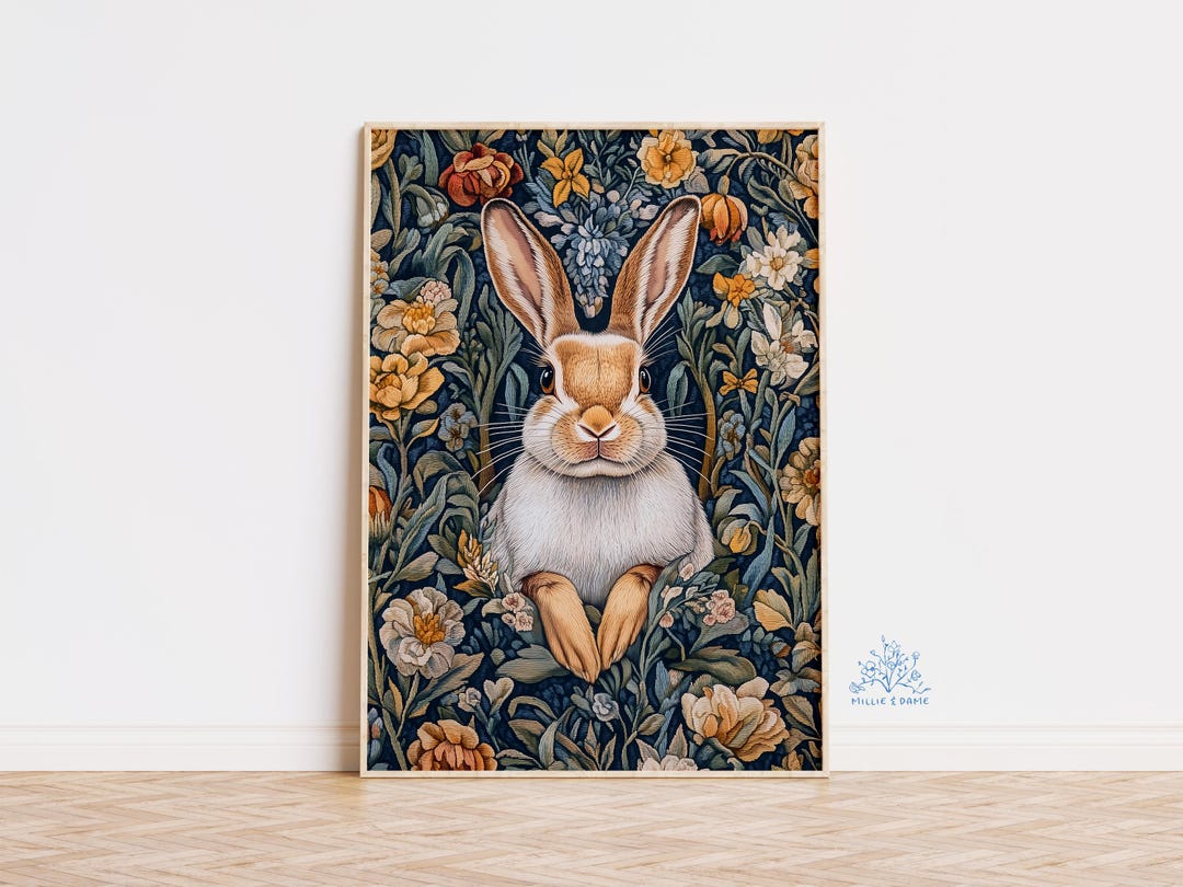 Vintage Rabbit Art Print Cute Animal Art Print Rabbit Poster Hare Wall ...