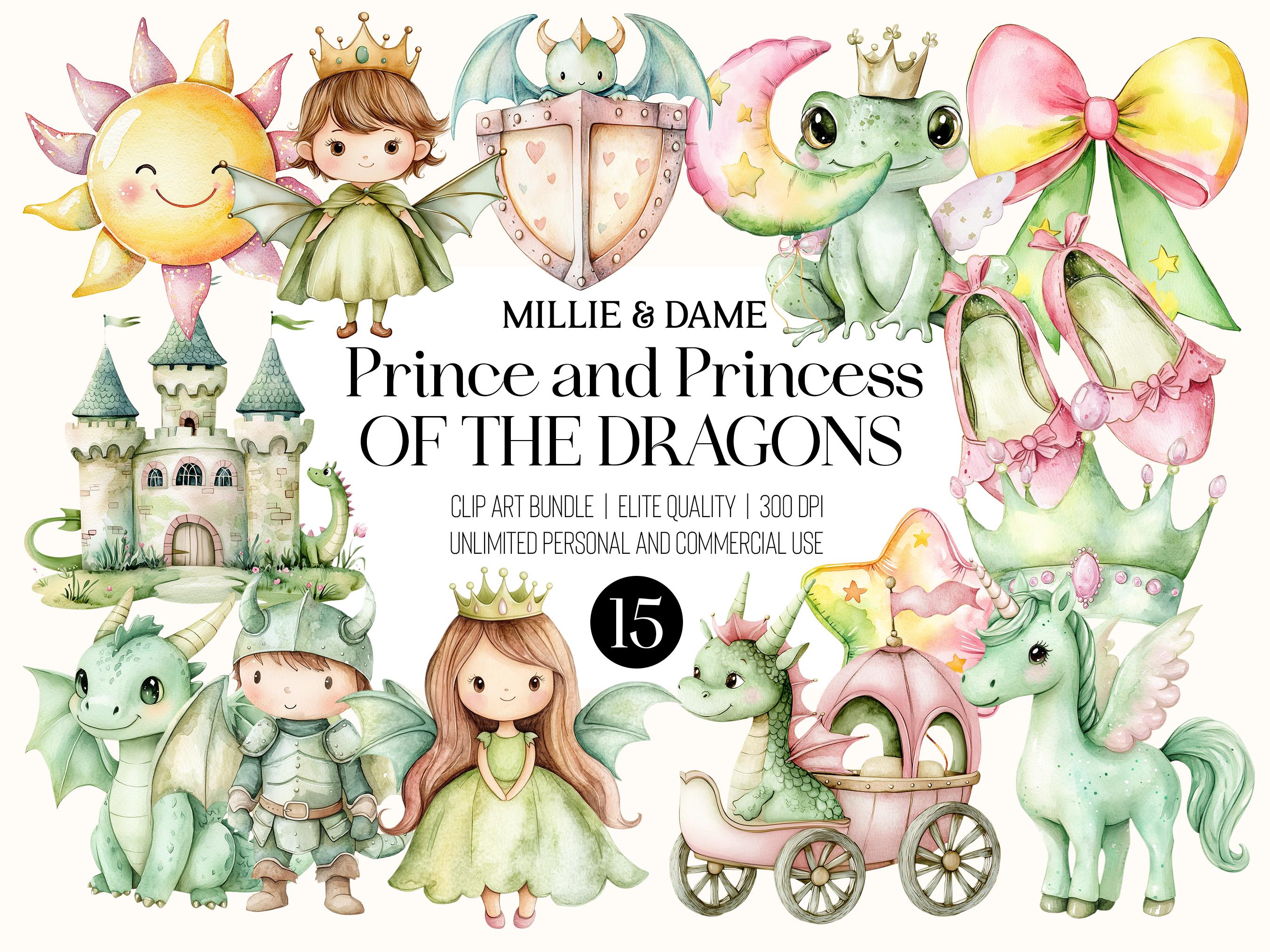 Watercolor Prince and Princess Clip Art Bundle Nursery Illustrations ...