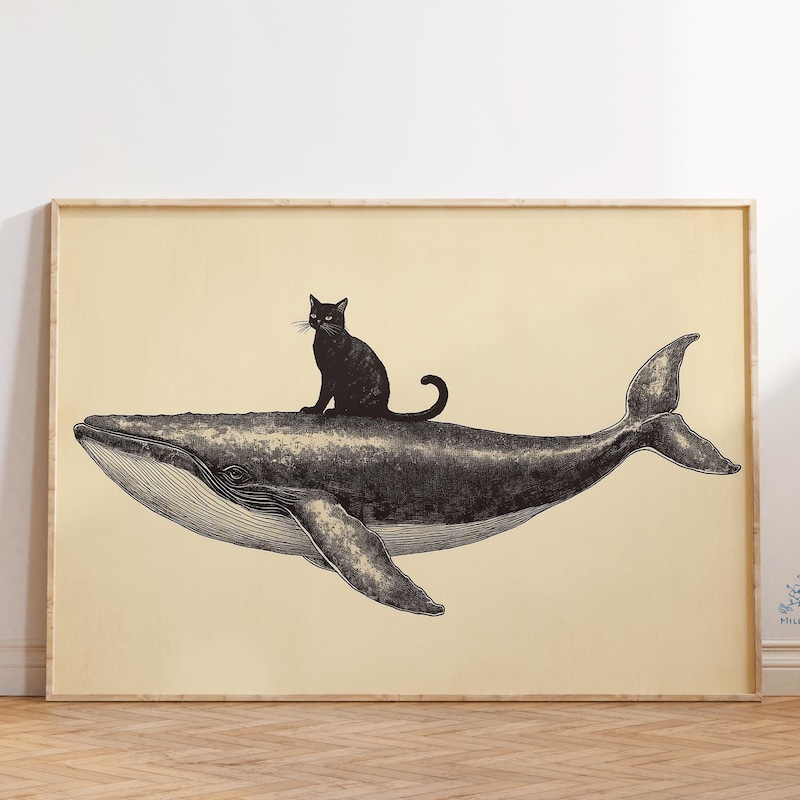 Whale Cat Prints - Etsy