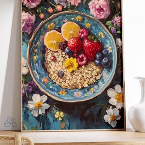 Oatmeal Breakfast Art Print, Cozy Kitchen Wall Decor, Pastry Food ...