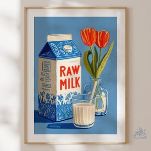 Vintage Milk Carton Art Print: Retro Farmhouse Kitchen Wall Decor ...