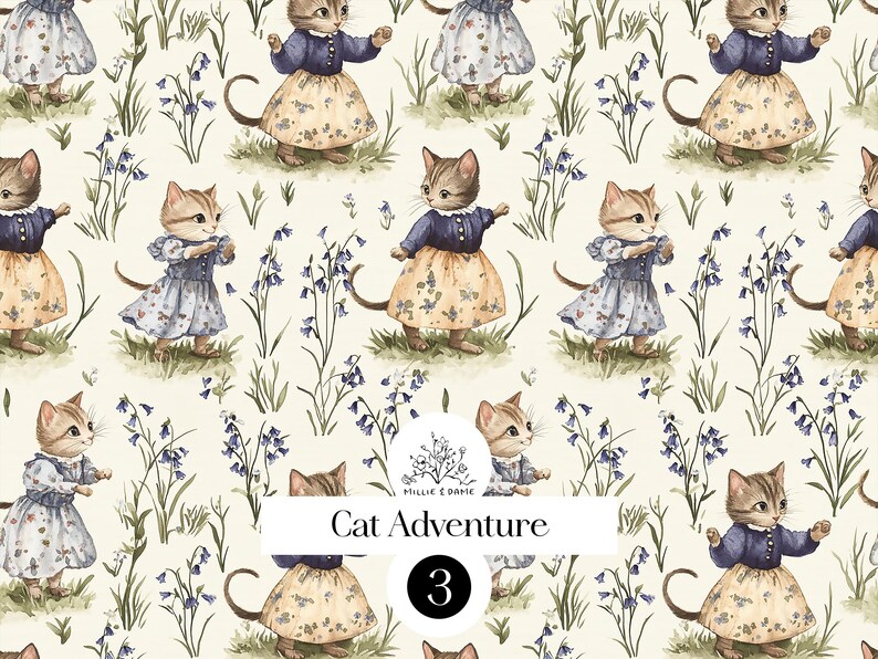 Woodland Bluebell Storybook Animals Seamless Pattern Bundle: Watercolor ...