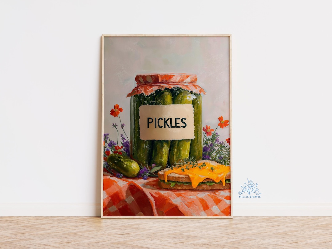 Pickle Art Print Sandwich Art Print Cheese Art Print Food Kitchen Wall ...