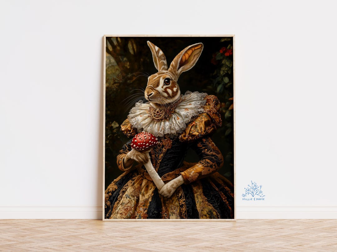 Victorian Rabbit Art Print, Dark Academia Animal Portrait, Gothic Bunny ...
