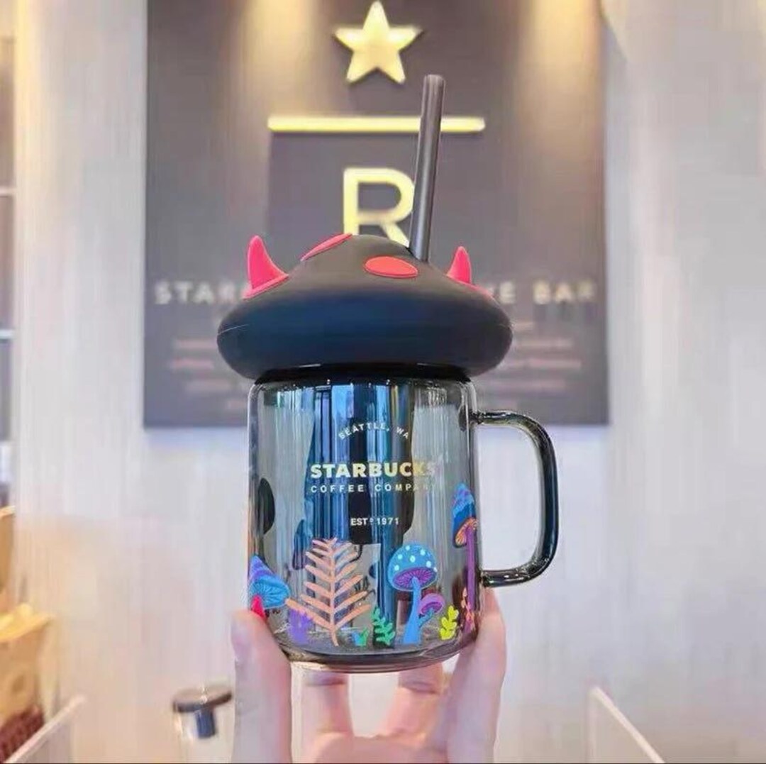 Starbucks Halloween 2021 Devil Mushroom Straw Mason Jar 525ml - Etsy